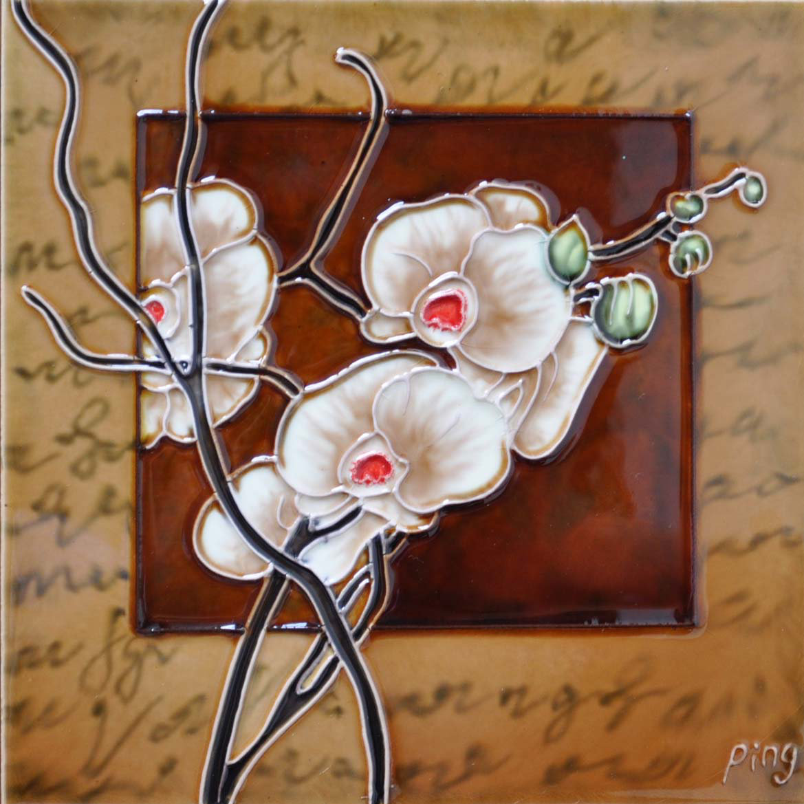 Continental Art Center 8x8" Orchid Art Tile Wall Décor and Ceramic ...