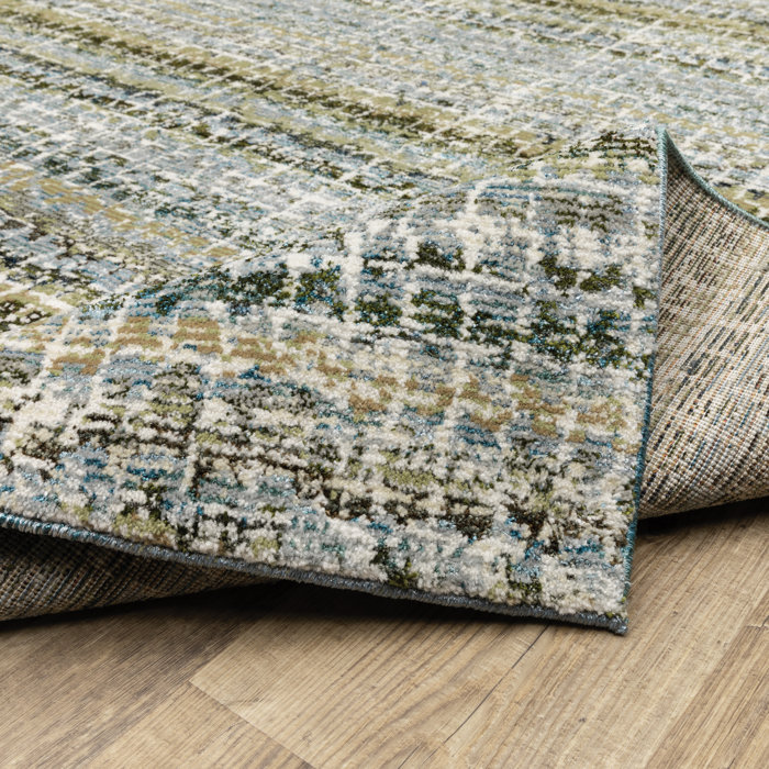 Gracie Oaks Torge Abstract Blue/Brown Area Rug | Wayfair