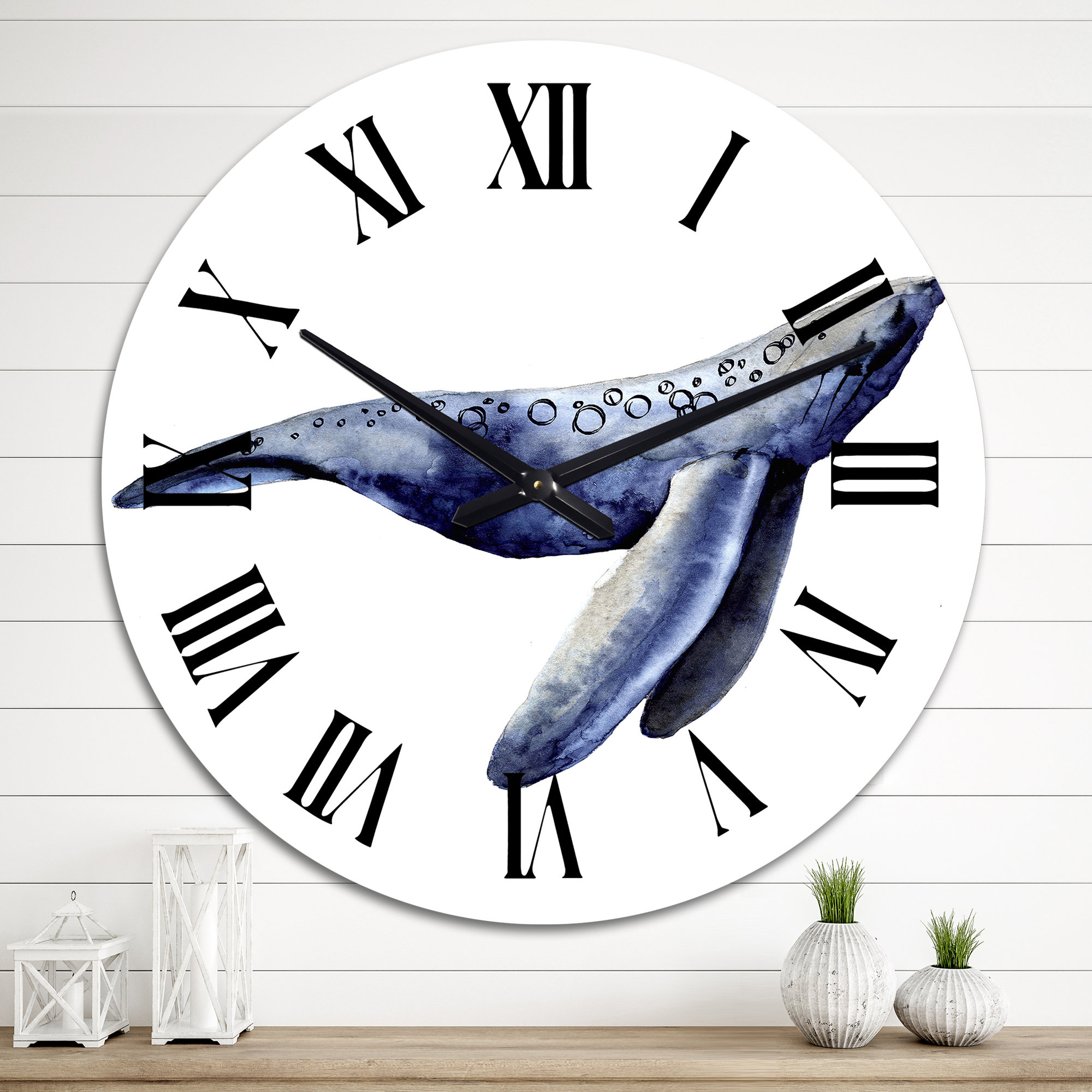 East Urban Home Blue Sperm Whale on White IV - Nautical & Coastal Wall ...