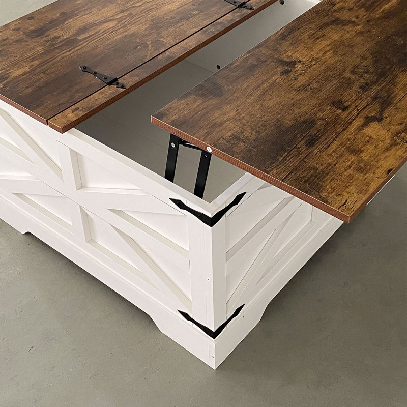 Gracie Oaks Dahlquist Farmhouse Square Storage Coffee Table with Hinged ...