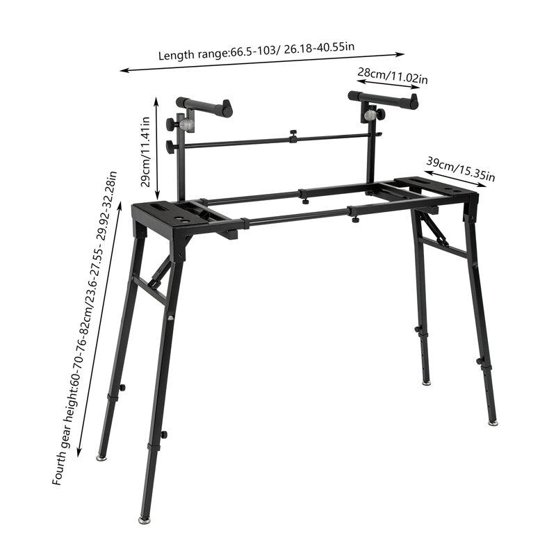 DENFER Heavy Duty Adjustable 2-Tier Keyboard Stand DJ Workstation | Wayfair