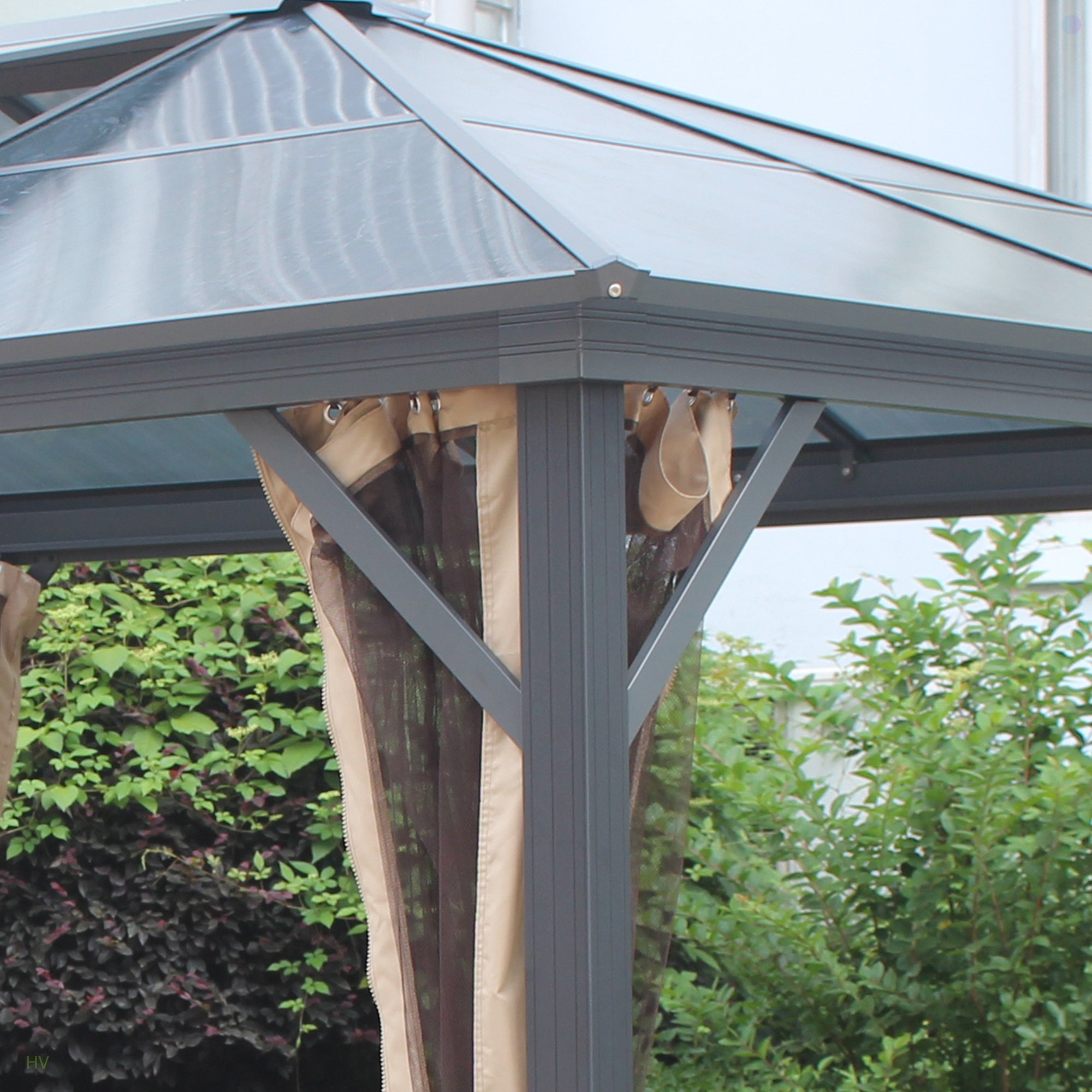 HomeViewto Hardtop Gazebo Canopy With Polycarbonate Roof, Top Vent And ...