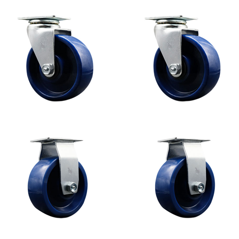 Service Caster 5 Inch Solid Polyurethane Caster Set with Roller ...