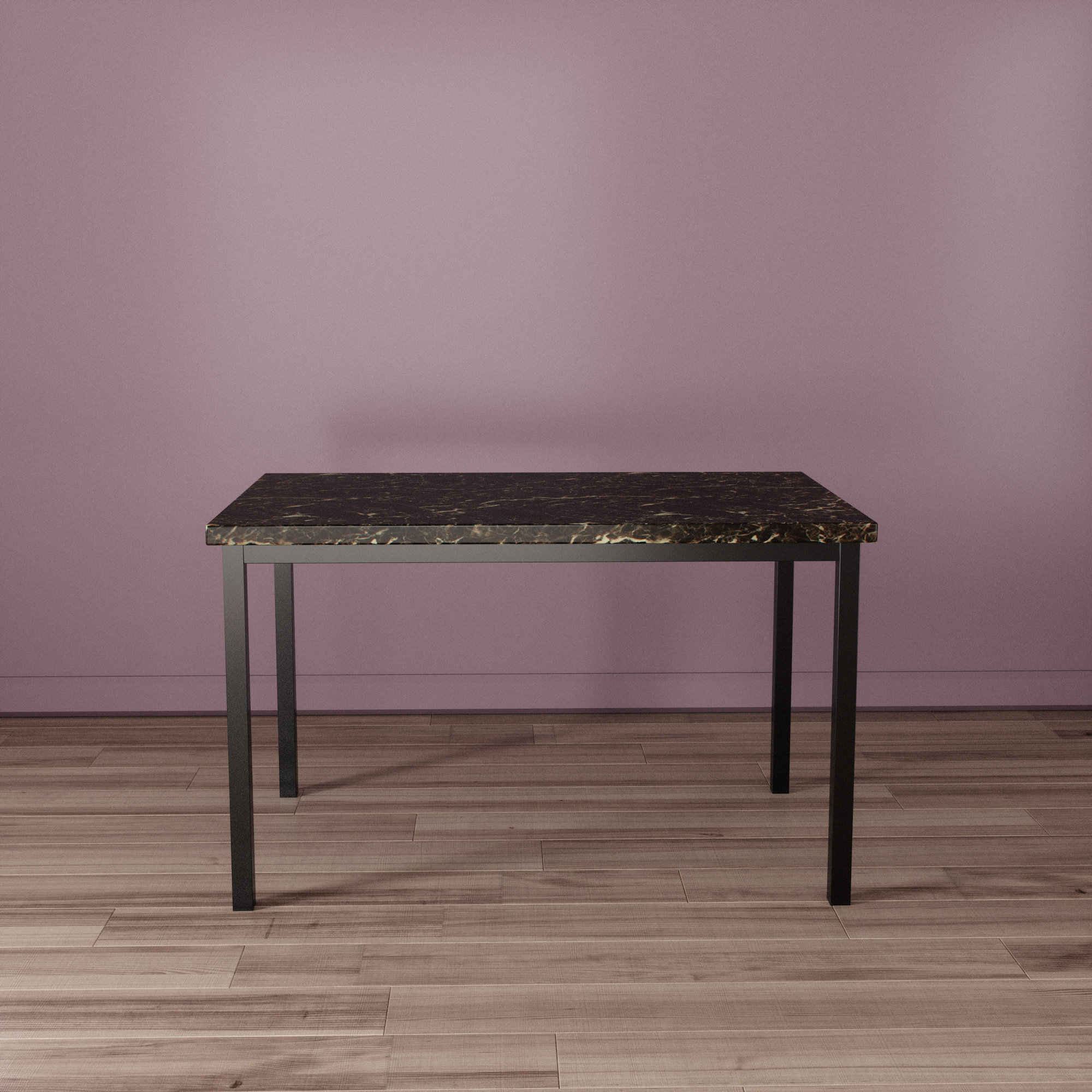 Wrought Studio™ Ryan Milan Faux Marble Top Black Dining Table | Wayfair