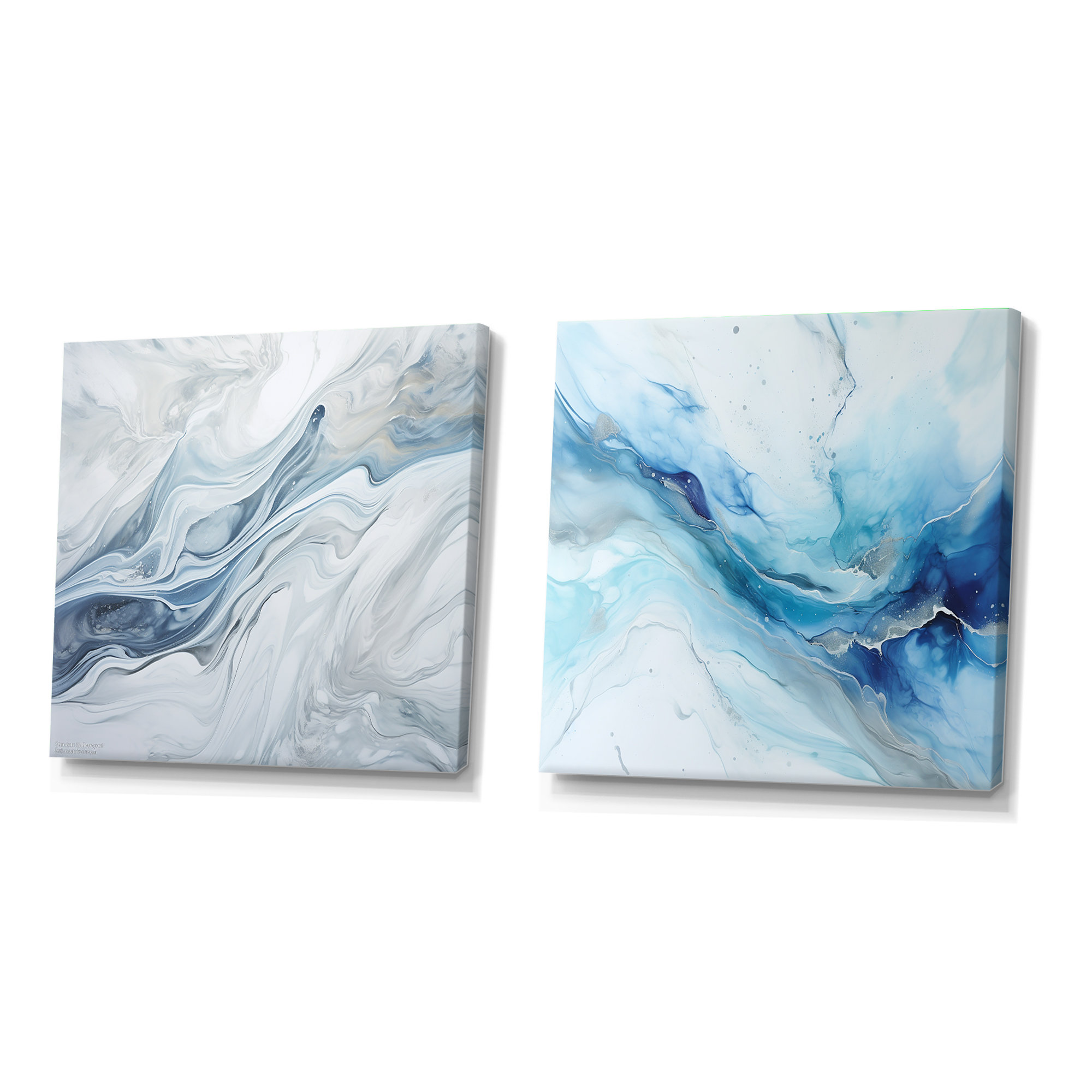Ivy Bronx Grey And Blue Glacier Charm Liquid Art - Abstract Collages ...