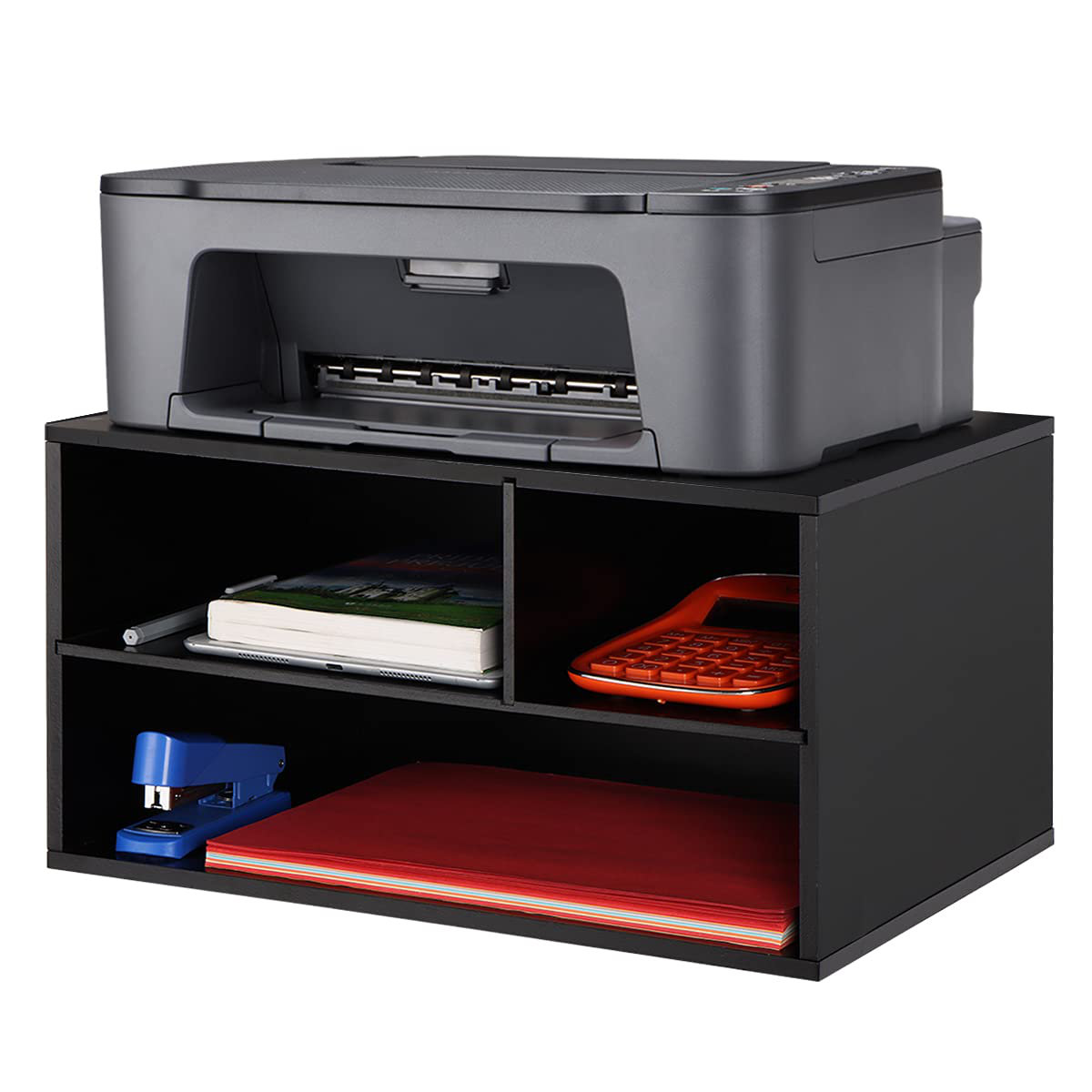 Latitude Run® Ripoll Printer Stand Shelf With Storage Wood Desk Paper ...