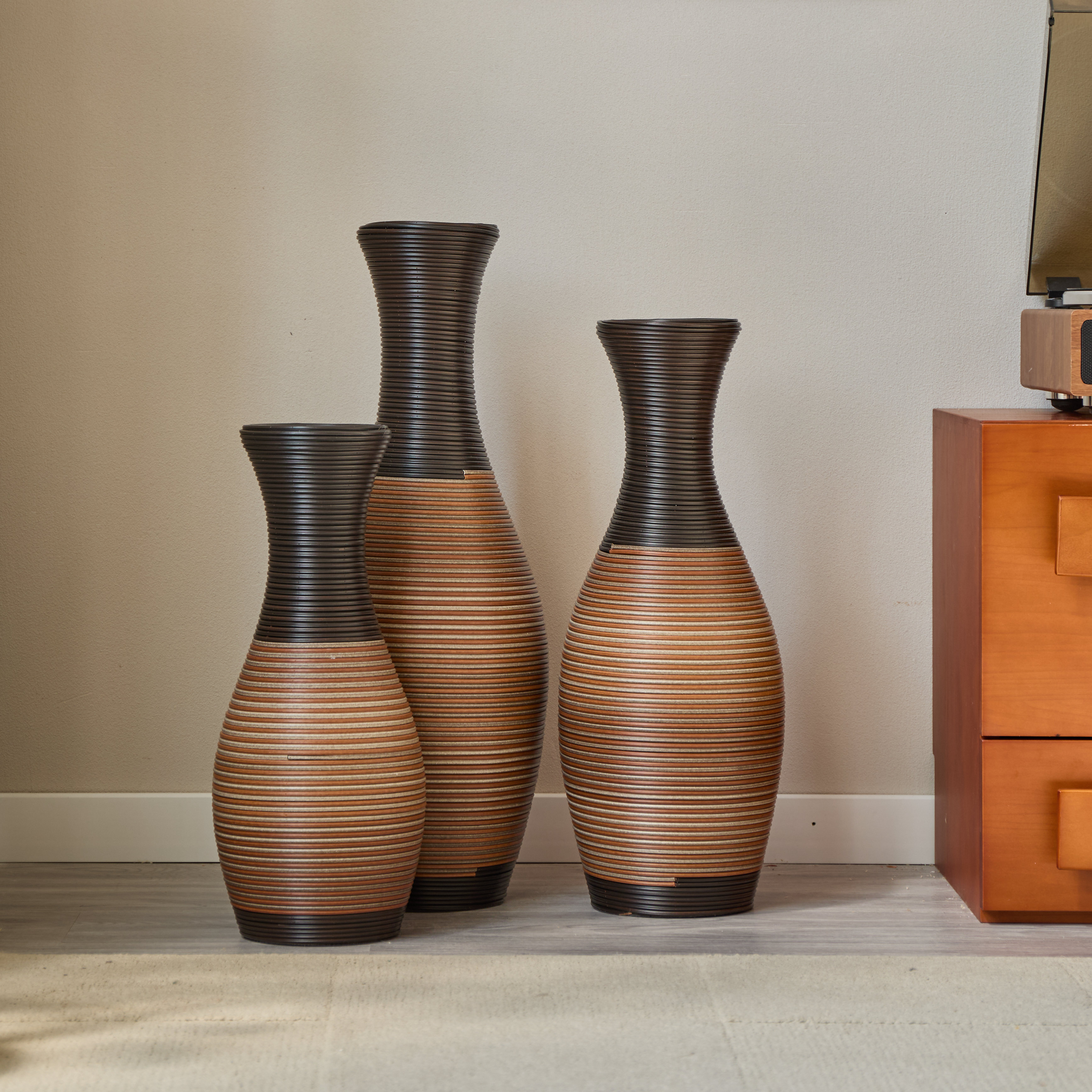 Dakota Fields (Set Of 3) Modern Pvc Floor Vase, With Coil Pattern ...