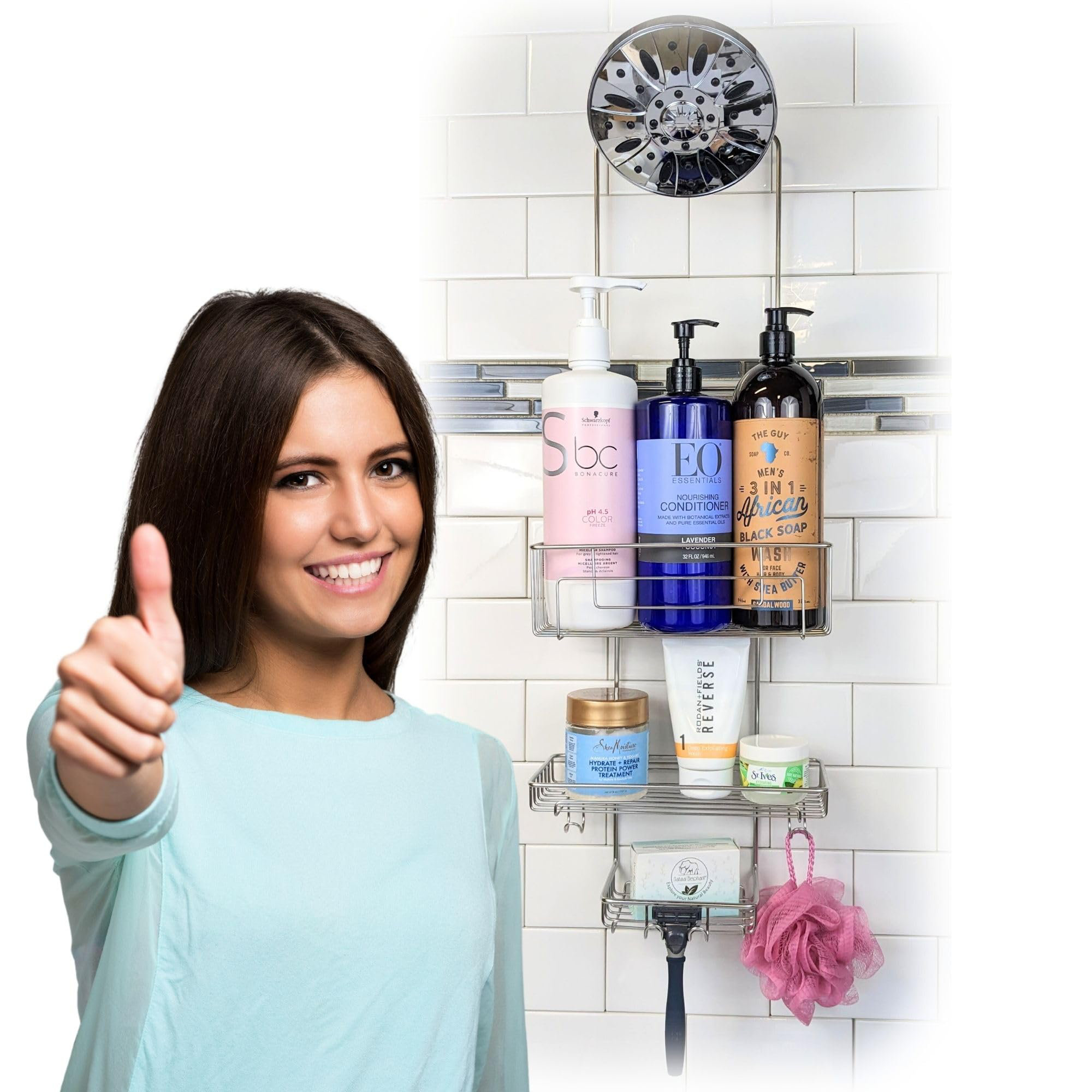 Latitude Run® Extra Long Adjustable Length Over The Showerhead Hanging ...