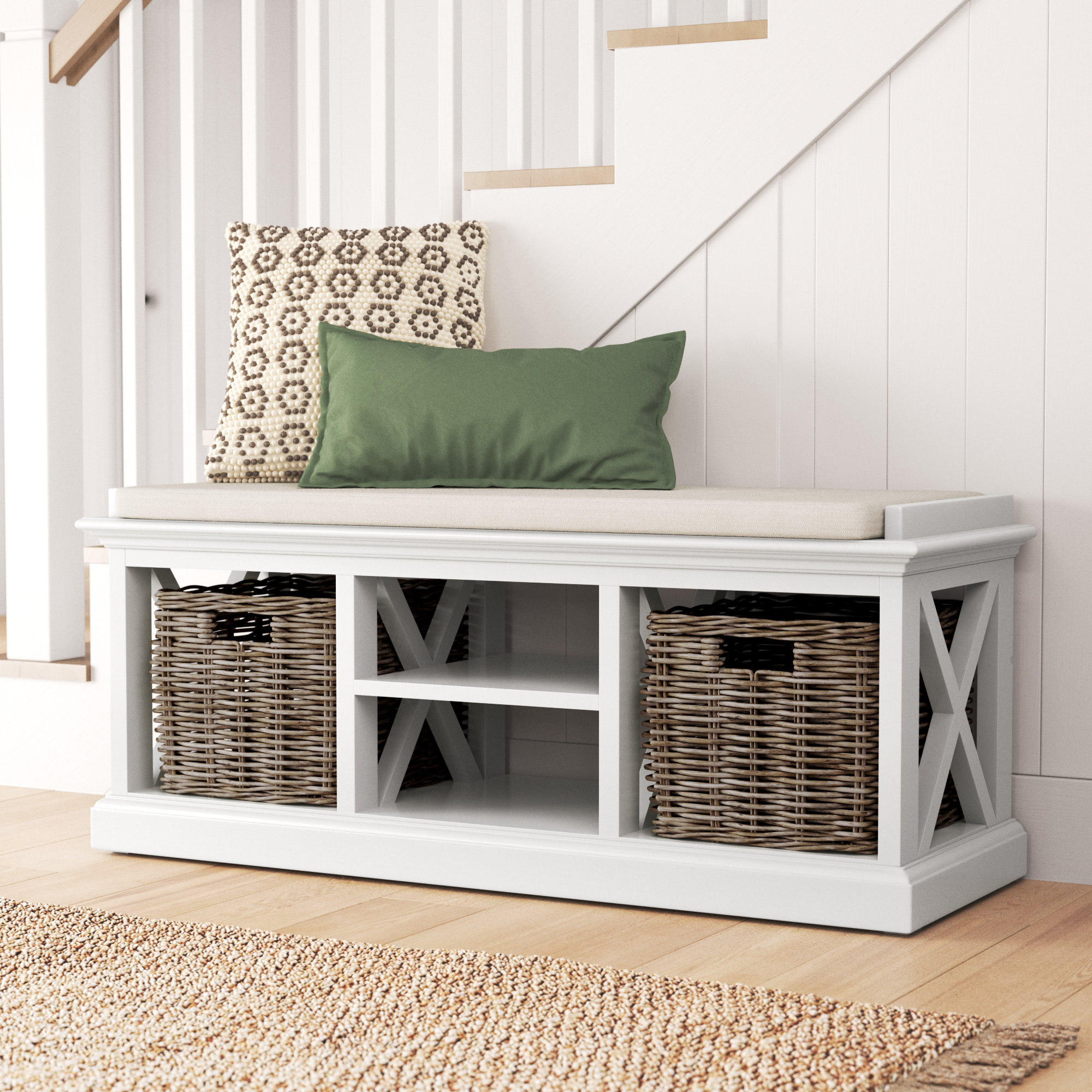 Beachcrest Home Ballinger Wood Storage Bench & Reviews | Wayfair