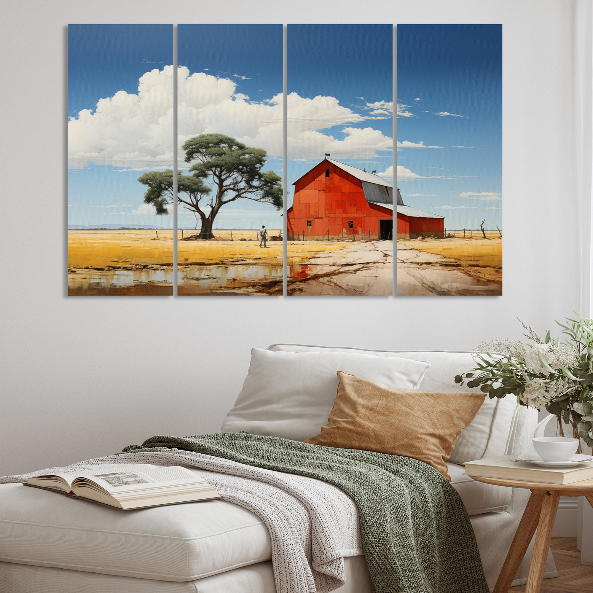 August Grove Landscape Barns Rural Patchwork III - Barns Wall Decor - 4 ...