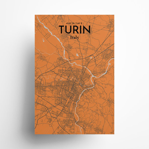 OurPoster.com Turin Italy City Map On Paper Print - Wayfair Canada