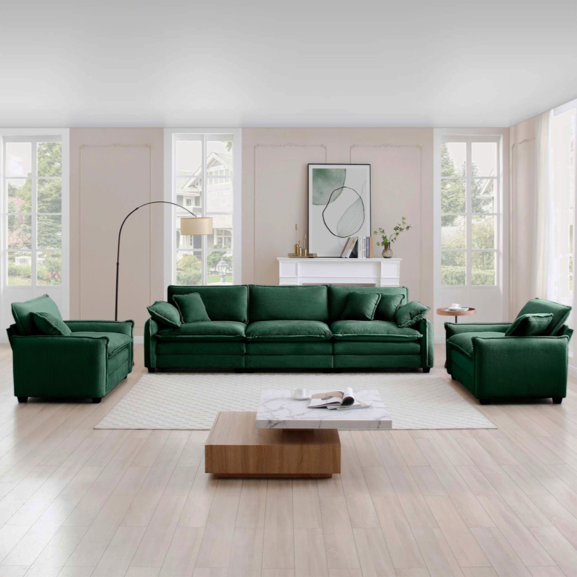 Hokku Designs Warm And Cozy Sofa Set With Soft Cushions And Pillows ...