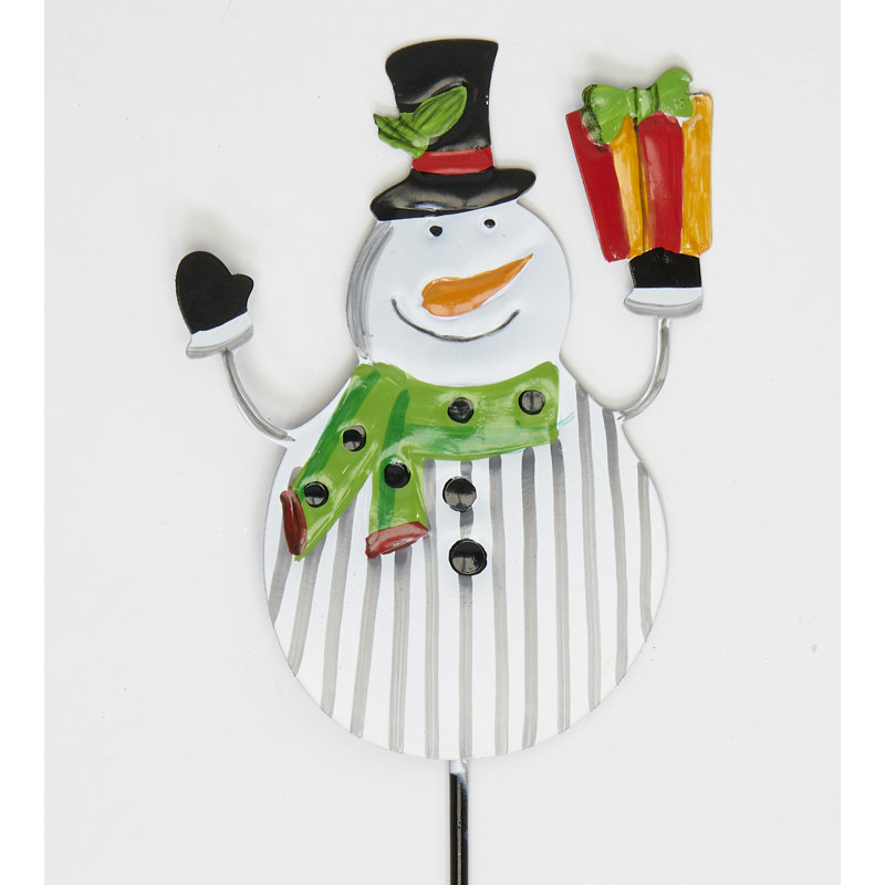 The Holiday Aisle® 16" Iron Snowman Pick | Wayfair