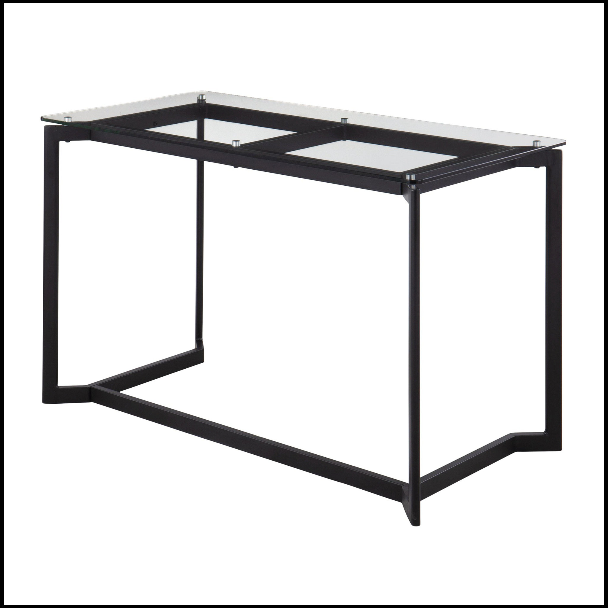 Latitude Run® Masters Modern Office Desk In Black Steel With Clear ...
