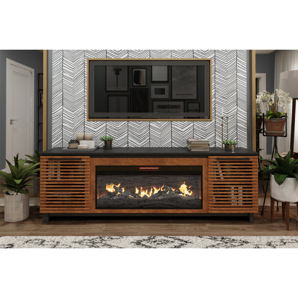 Audiohome Graceland 86 Inch Fireplace TV Stand Console For Tvs Up To ...