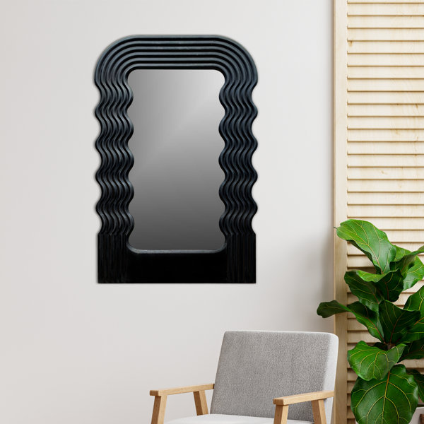 Ivy Bronx Wood Wavy Wall Mirror | Wayfair