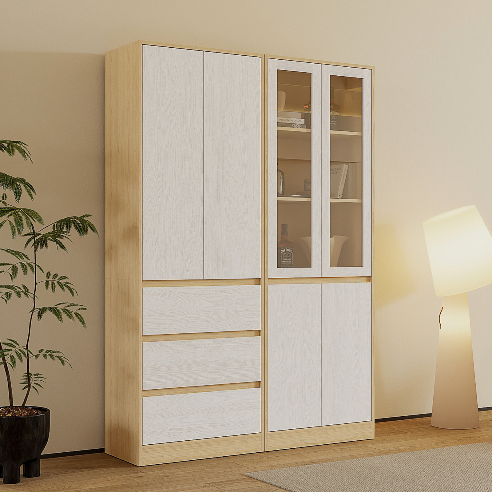 Latitude Run® Arseneau 71" H x 47.2" W Glass Library Bookcase, 5-tier ...