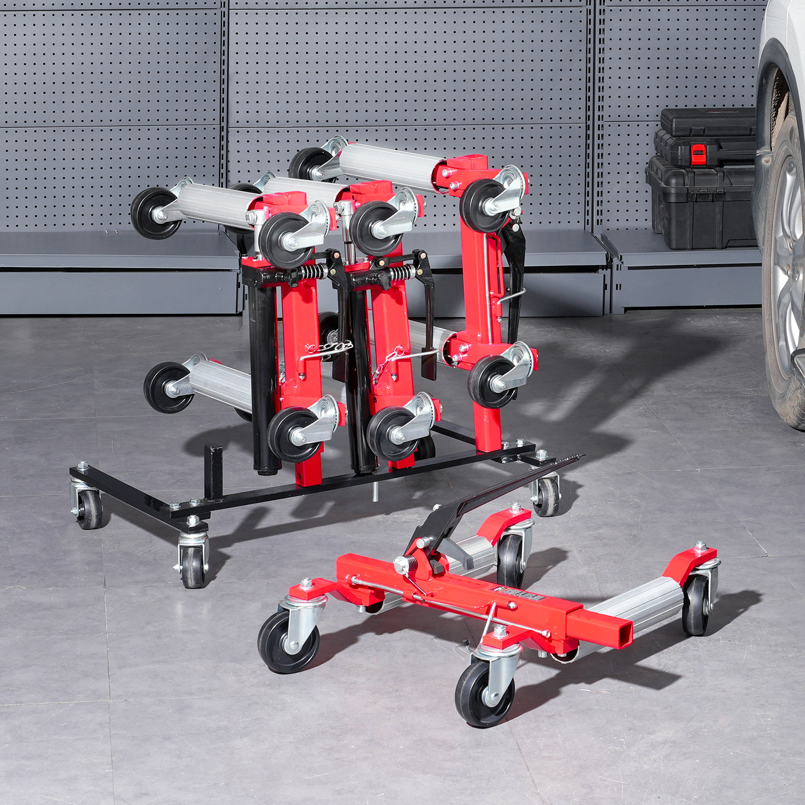 VEVOR Car Dolly Rack Hydraulic Trolley Jack Stand Organizer 4-Dolly ...