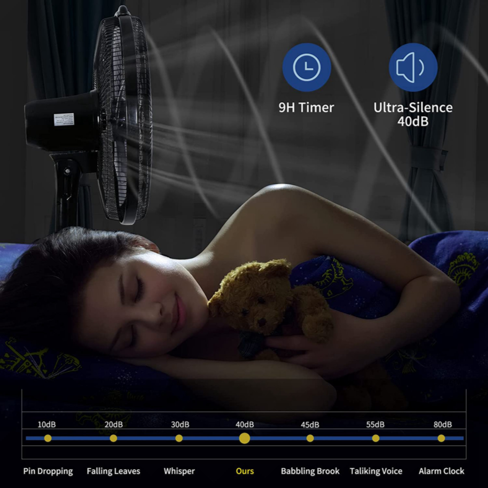 Myhomekeepers Ventilateur sur socle simple à 12 niveaux de 14,5 po avec ...