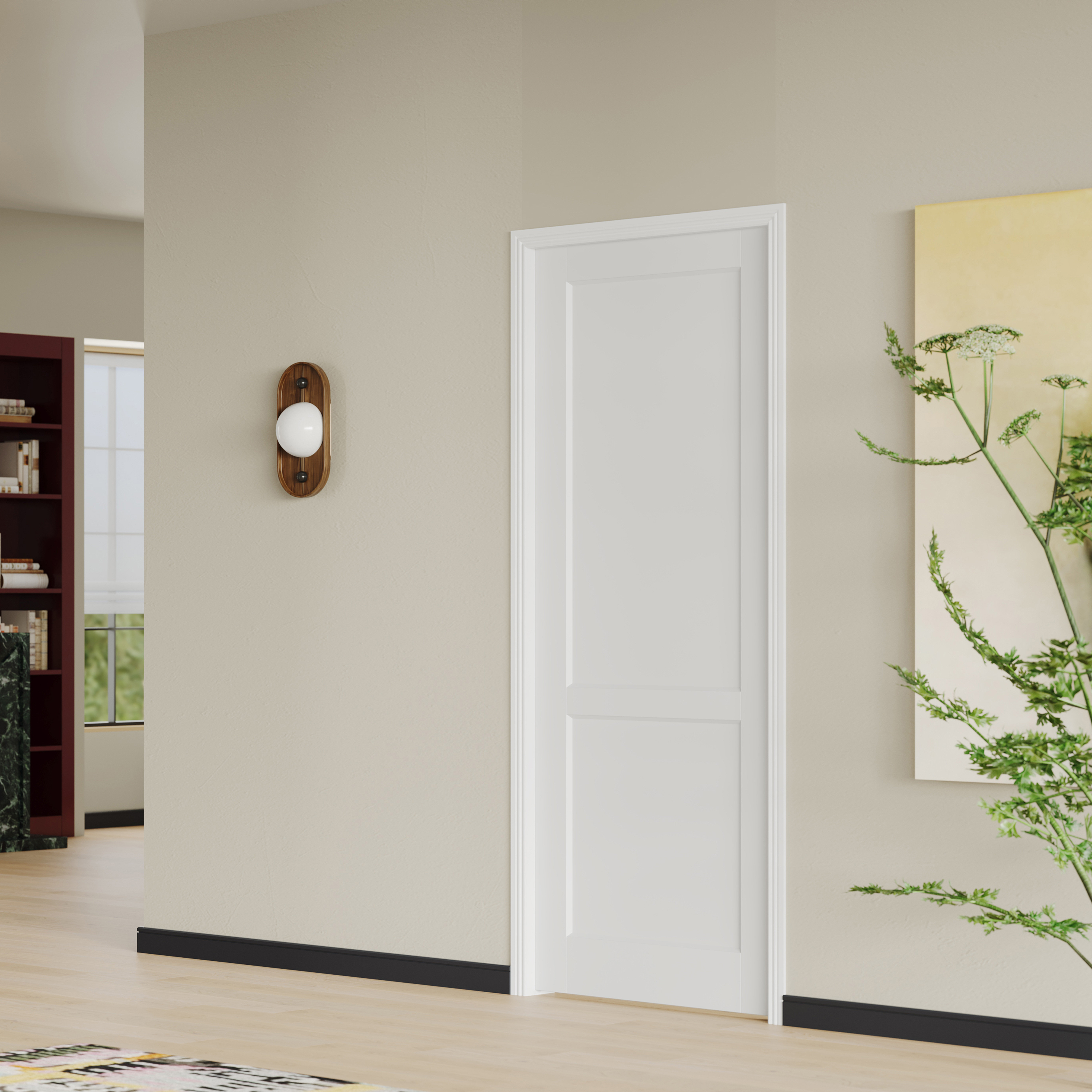 CHIC MODE Prehung Door - 2 Panel Interior Door MDF Modern Shaker Style ...