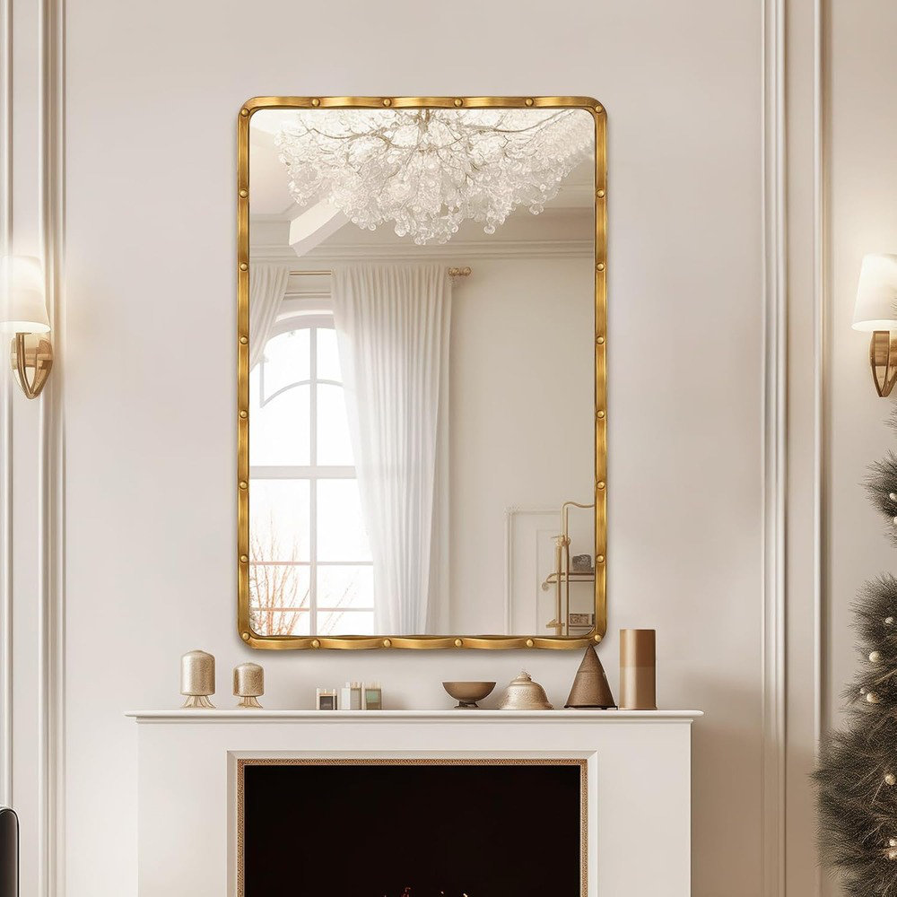 Mercer41 24"X36" Antique Gold Rectangle Mirror, Large Decorative ...