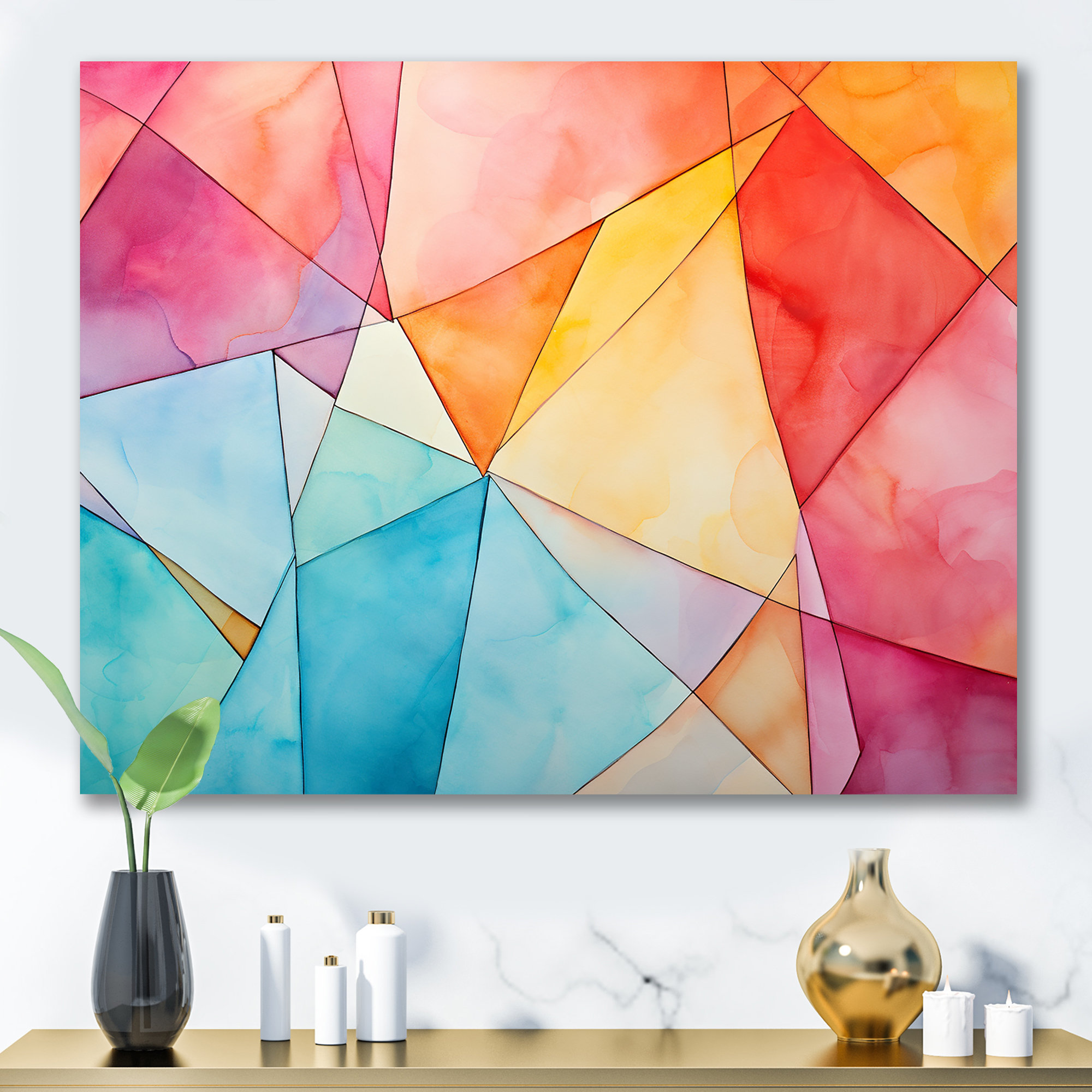Wrought Studio™ Pastel Color Geometric Ink Explosion I - Geometric Wall ...