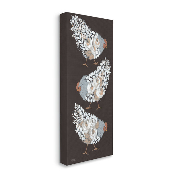 Stupell Industries Chicken Hen Abstract Animal Botanical Blooms Pattern ...