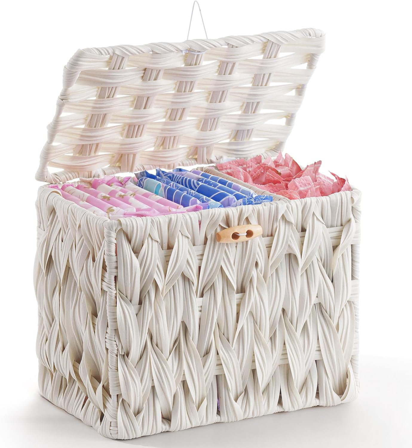 One Allium Way Tampon Holder For Bathroom With Lid, Plastic Wicker ...