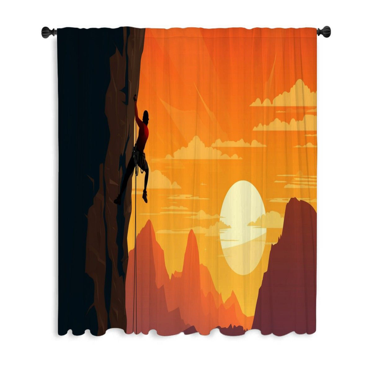 VisionDecor Rock Climbing Window Curtains, Sport Blockout & Sheer ...