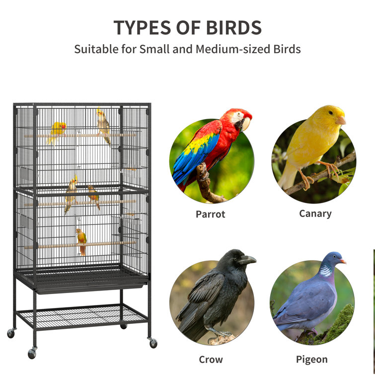 Archie & Oscar Wayland 132cm Flat Top Floor Bird Cage with Wheels ...