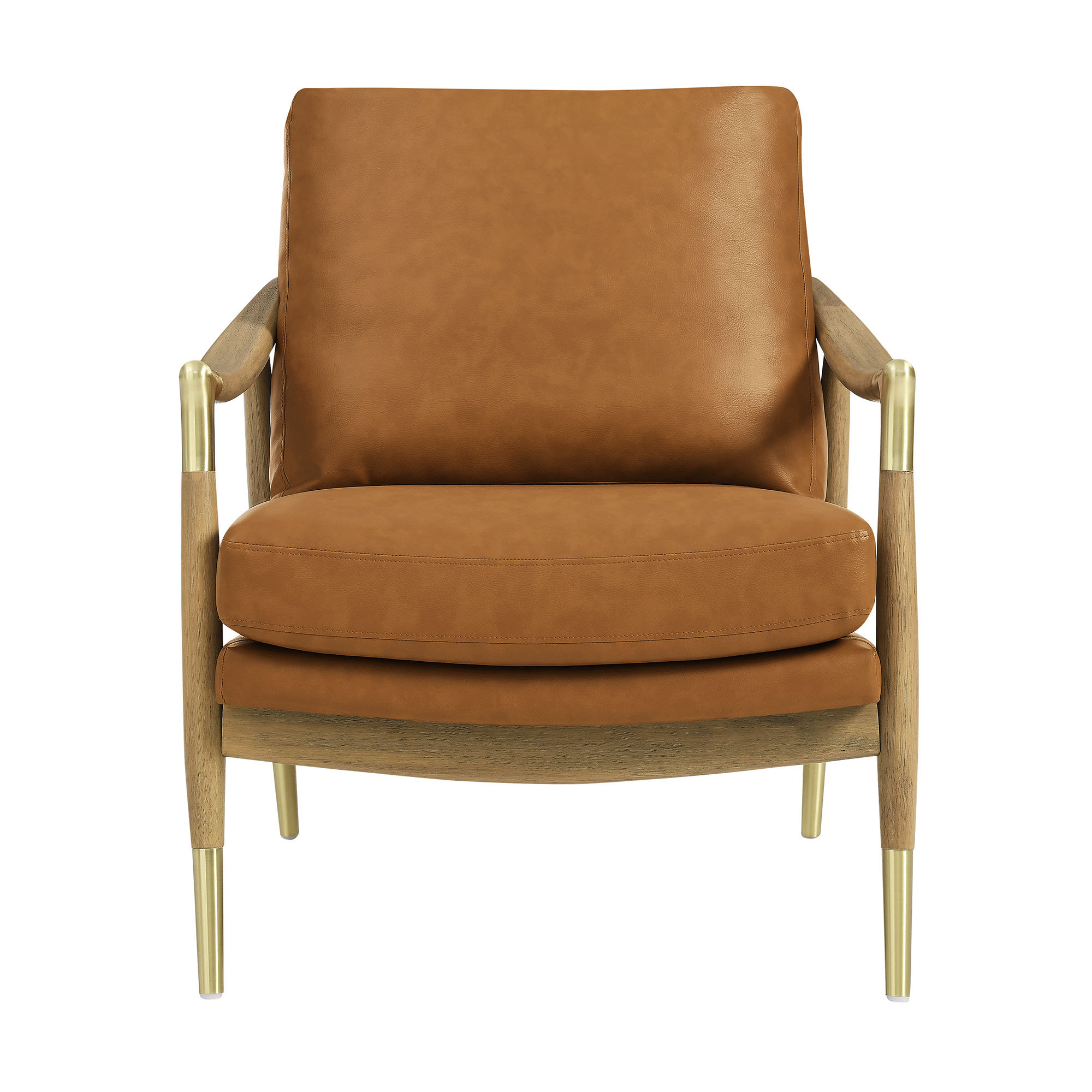 Modway Langford Vegan Leather Accent Armchair In Tan Walnut - Wayfair ...