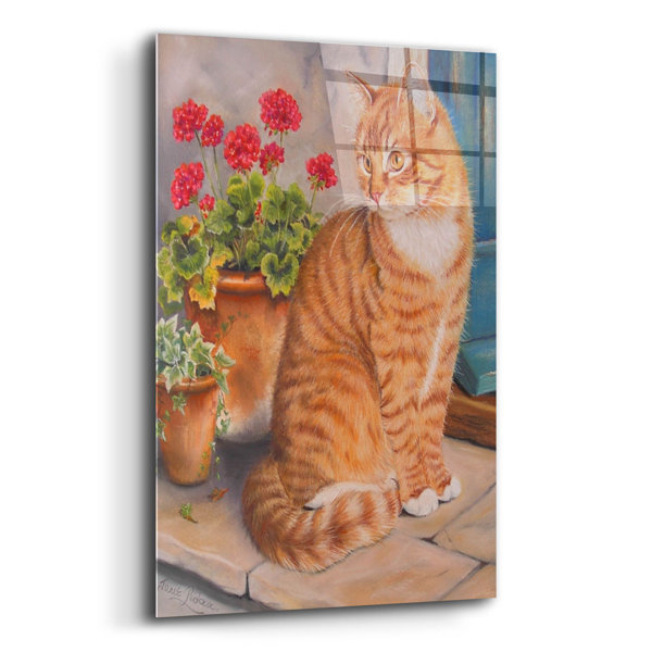 Red Barrel Studio® Ginger Cat On Doorstep On Plastic/Acrylic by Janet ...