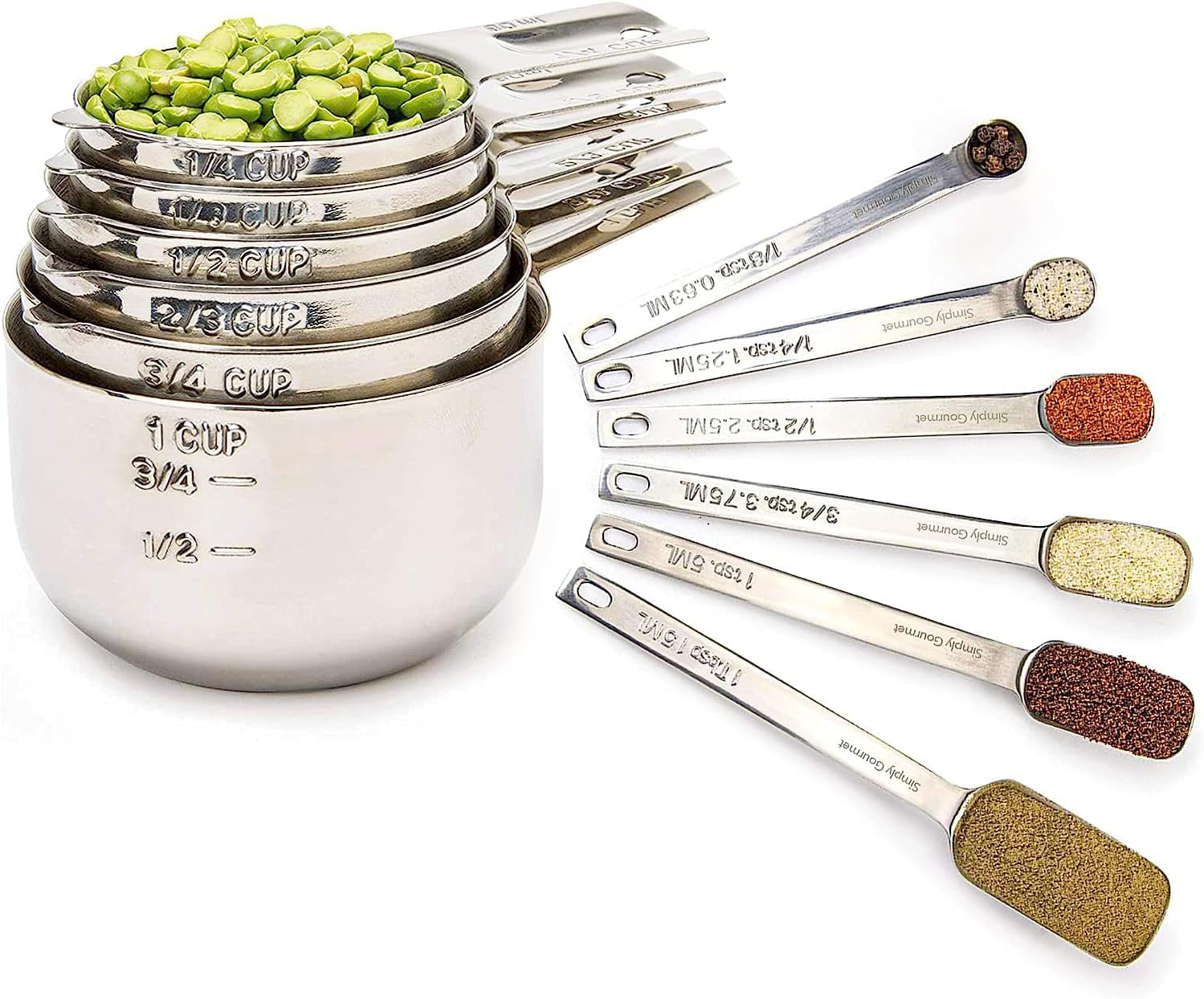 Toledo Bath & Kitchen Measuring Cups And Spoons Set Of 12, 304 Premium ...