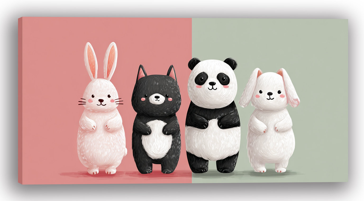 Dakota Fields Cute Animal Friends Lineup - Wrapped Canvas Wall Art ...