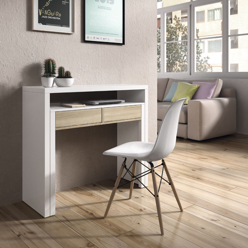 Isabelle & Max Turin White And Oak Desk/Dressing Table Or Console Table ...