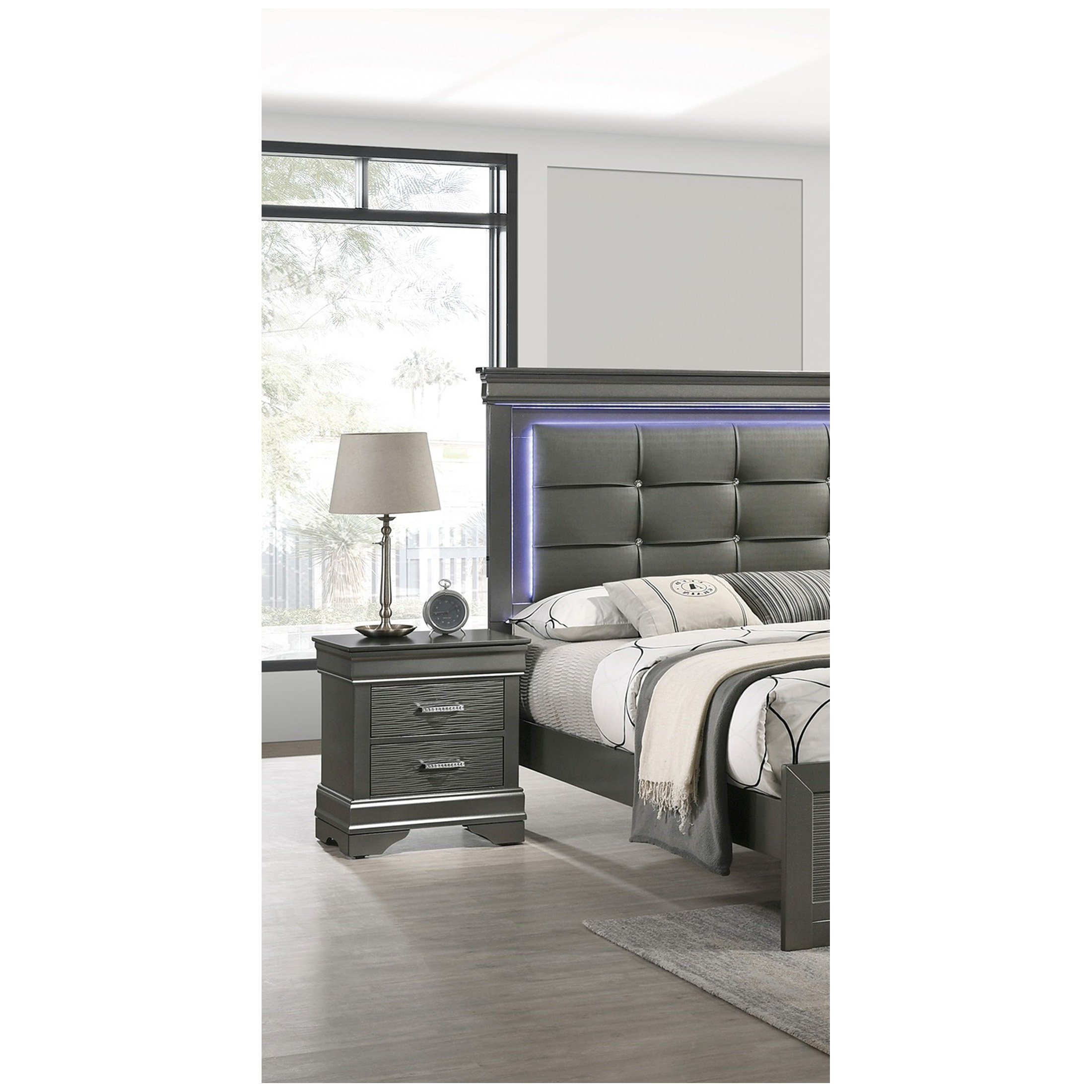 Darby Home Co Modern Grey Transitional Wooden Nightstand Bedside Table ...