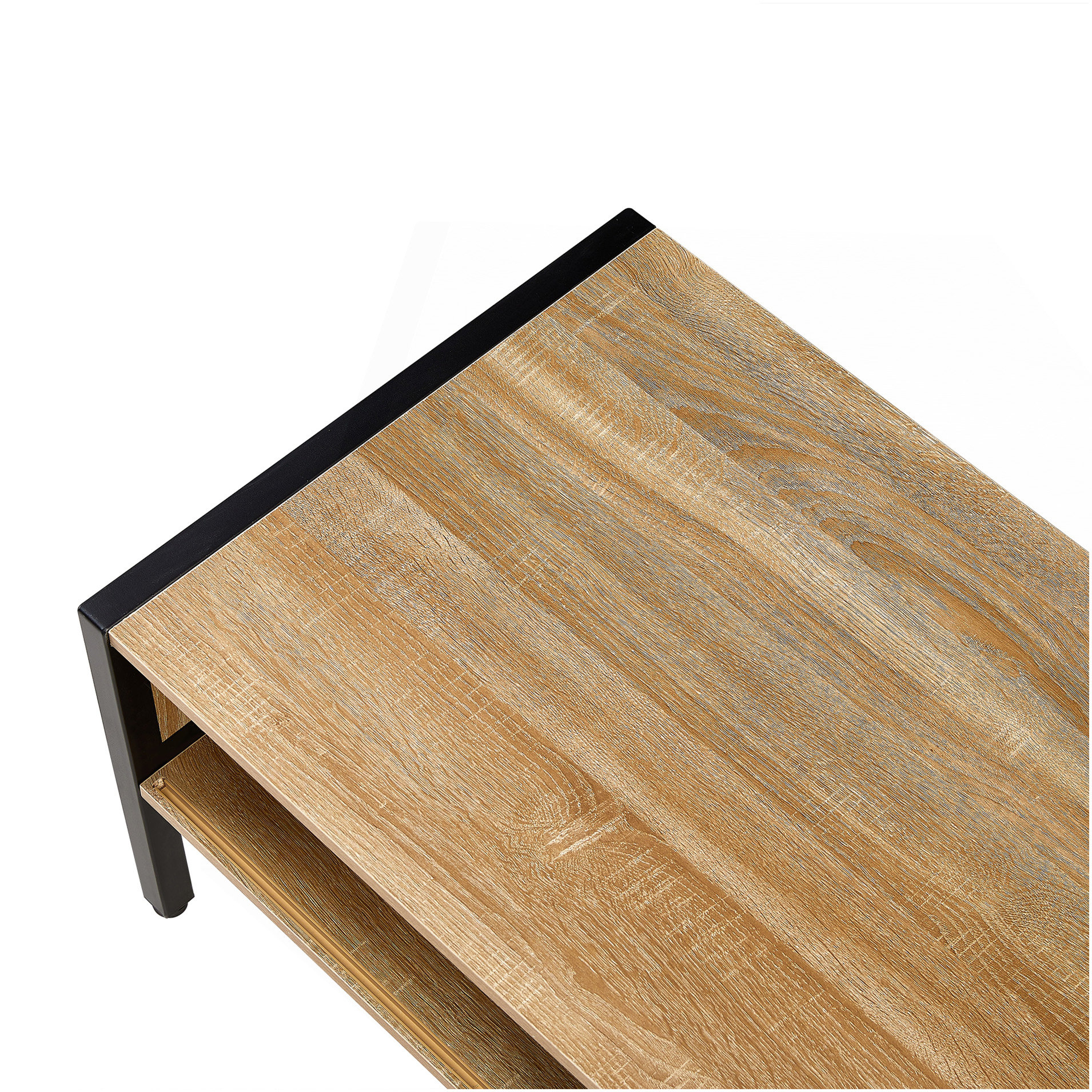 George Oliver 40.16" Coffee Table, Sliding Door For Storage, Metal Legs ...
