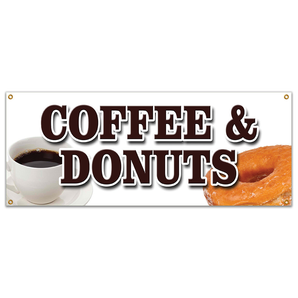 SignMission COFFEE & DONUTS BANNER SIGN Warm Fresh Doughnuts Fresh ...