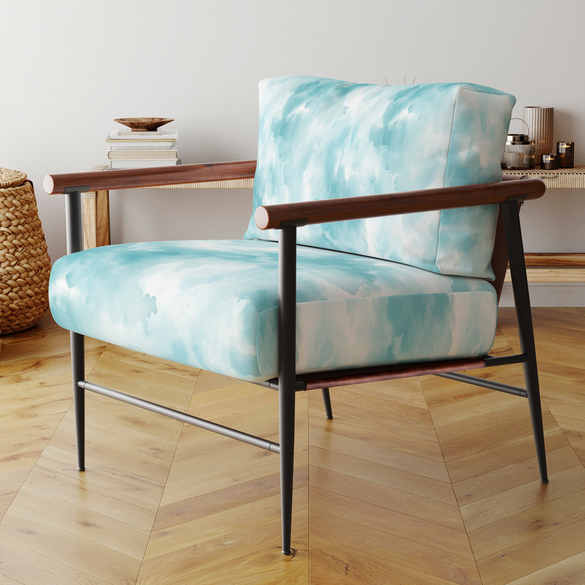 Red Barrel Studio Abstract Accent Chair - Seafoam Air Blue Arm Chair ...