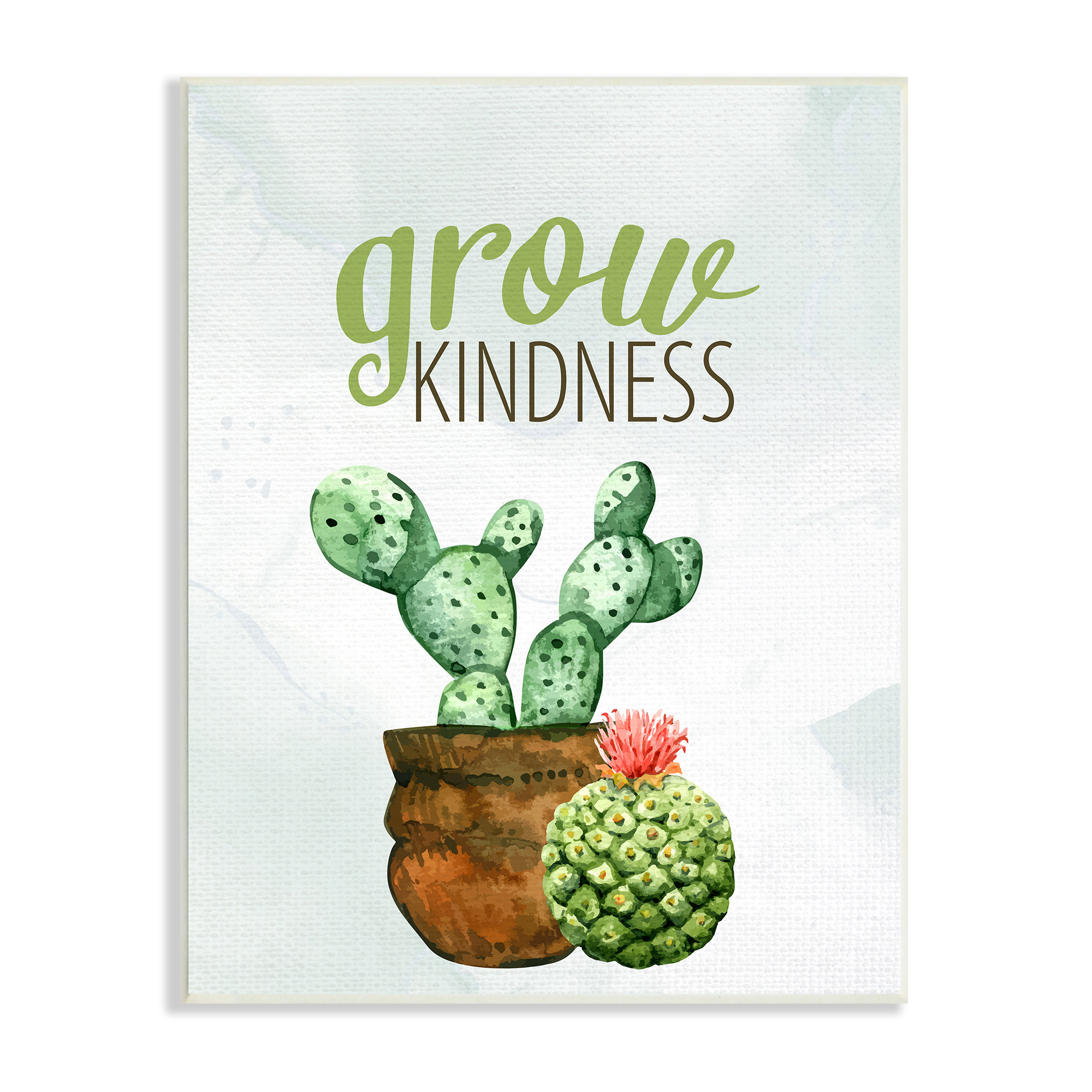 Stupell Industries Grow Kindness Calligraphy Phrase Potted Cactus ...