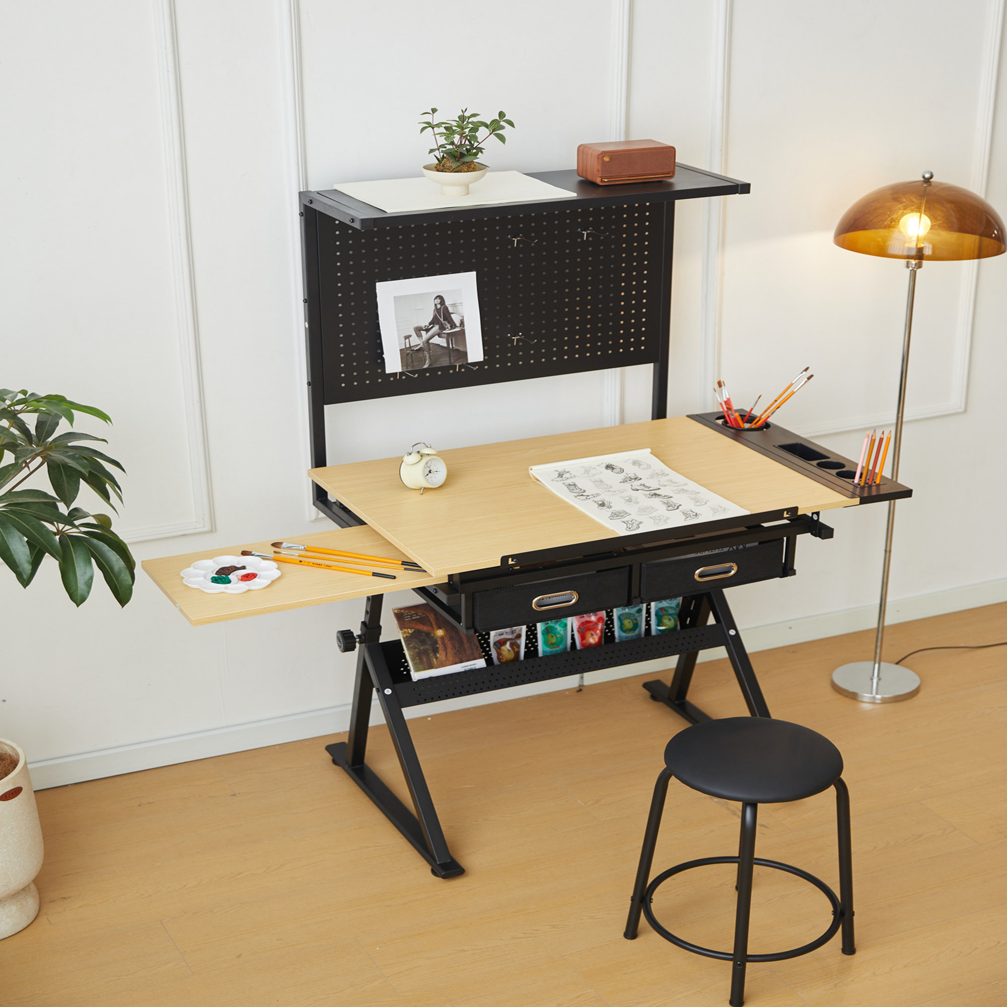17 Stories Drafting Table With Metal Perforated Board Pannel - Wayfair ...