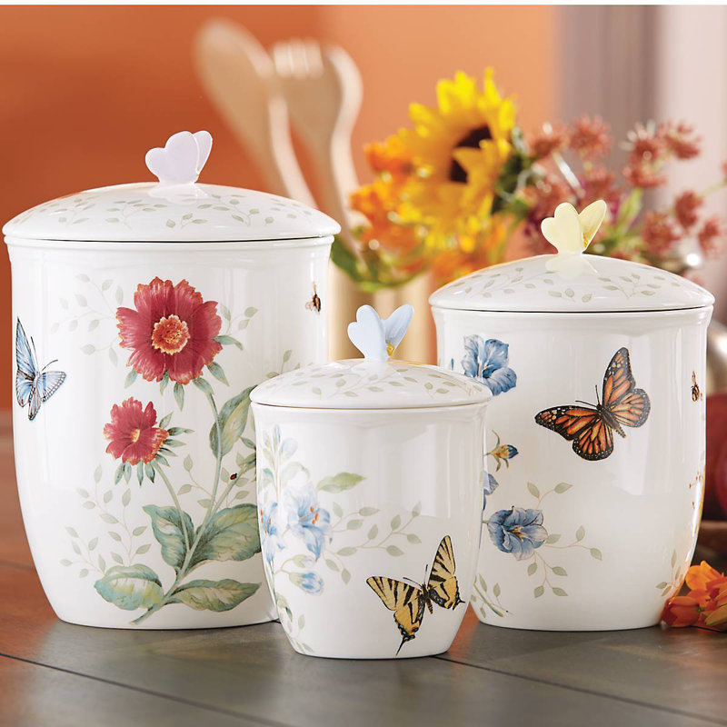 Lenox Butterfly Meadow 3-Piece Canister Set & Reviews | Wayfair