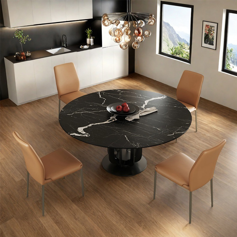 Elamer Round modern family dining table sets | Wayfair