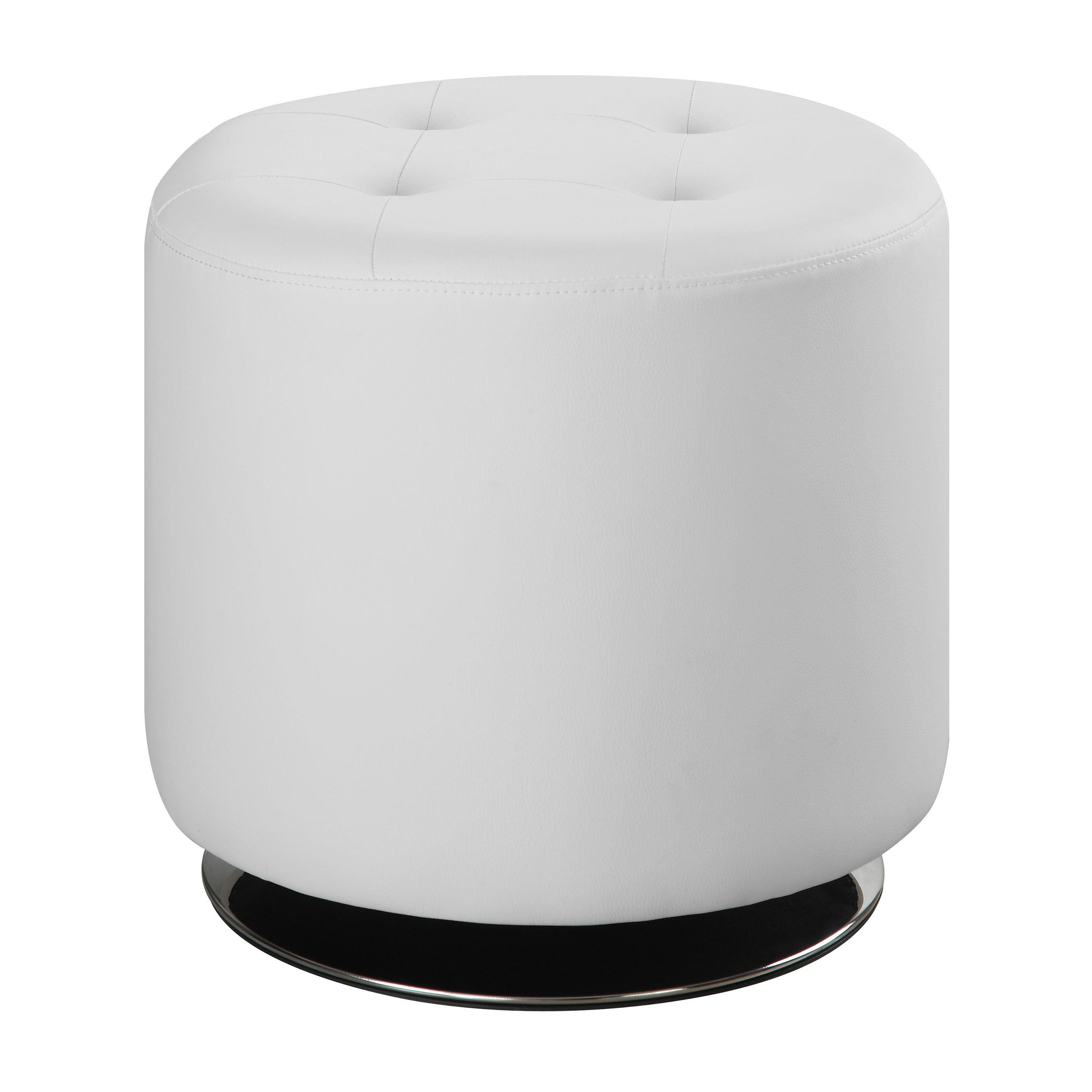 Ebern Designs Round Upholstered Tufted Swivel Ottoman White | Wayfair