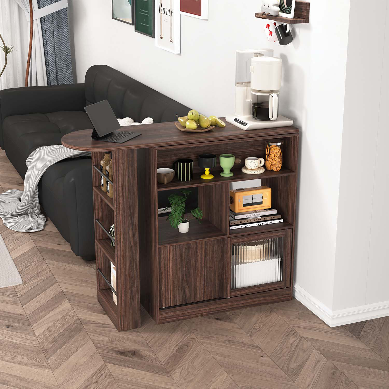 Latitude Run® Counter Height Dining Cabinet with 6 Storage space and 2 ...