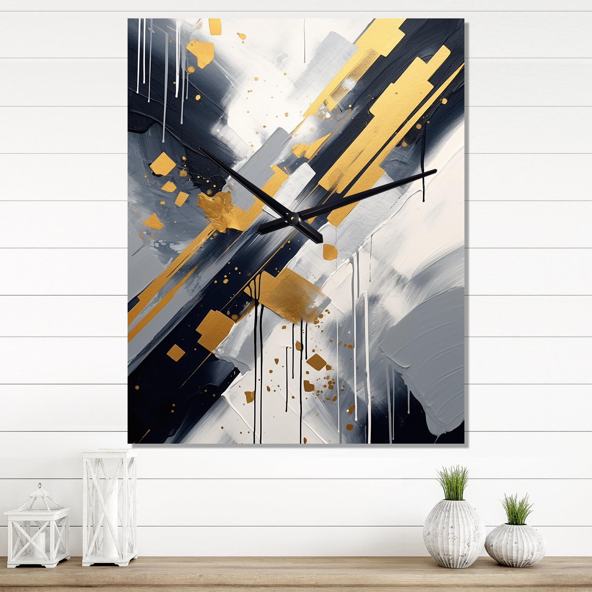 Ivy Bronx Black And Gold Depth Corner VII - Abstract Shapes Modern Wall ...