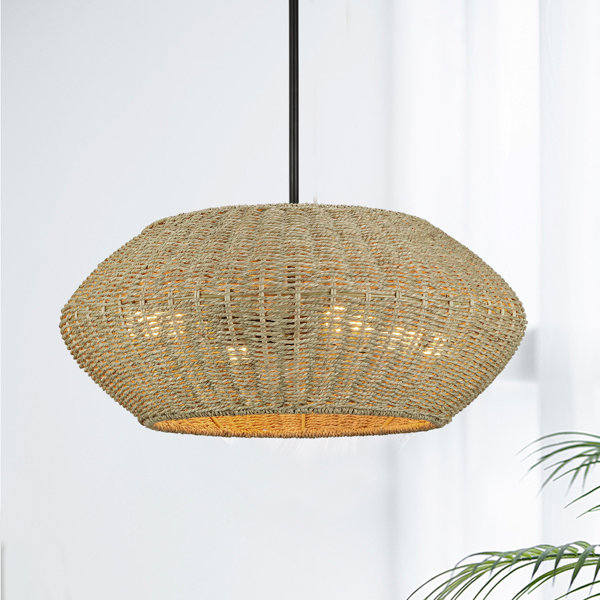 Bay Isle Home™ 20-Inch 4-Light Tropical Rattan Geometric Chandelier ...