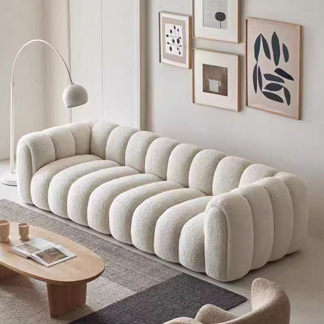 Comfort Zone Furniture.e French Minimalist Cream Pumpkin Sofa Round Arm ...