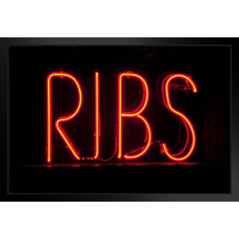 Trinx Ribs Neon Sign Illuminated Photo Art Print Black Wood Framed ...