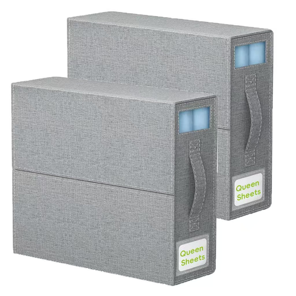 Kebe 2 Pack Bed Sheet Organizers And Storage – Foldable Linen Closet ...